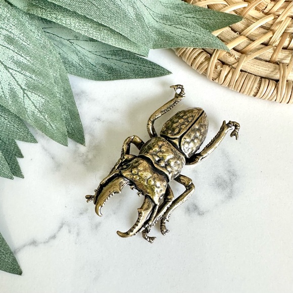 Accents | Mini Antiqued Miyama Stag Beetle Brass Look Statue Metal ...